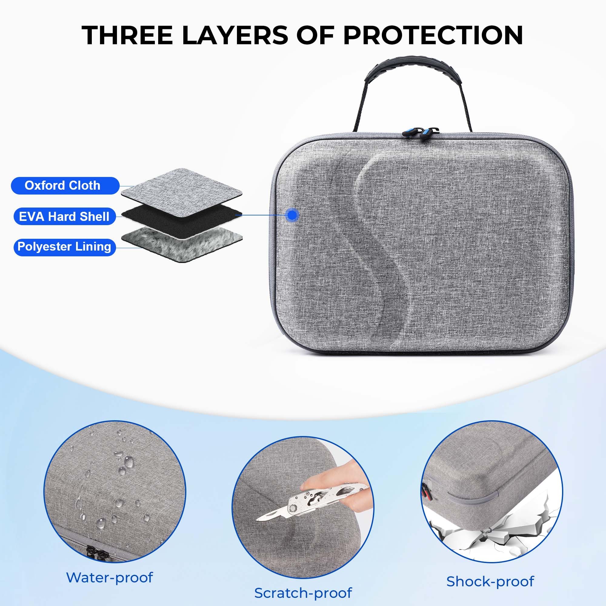 DEVASO Carrying Case for Meta Quest 3 Elite Strap, Travel Case for Quest 3 VR Gaming Headset and Controllers Accessories, Suitable for Travel and Home Storage