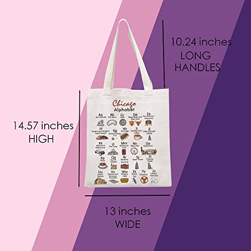 MNIGIU Chicago Canvas Tote Bag Chicago State Gift Chicago Eco Tote Bag Reusable Bag Welcome Bag (Shopping Bag CA)