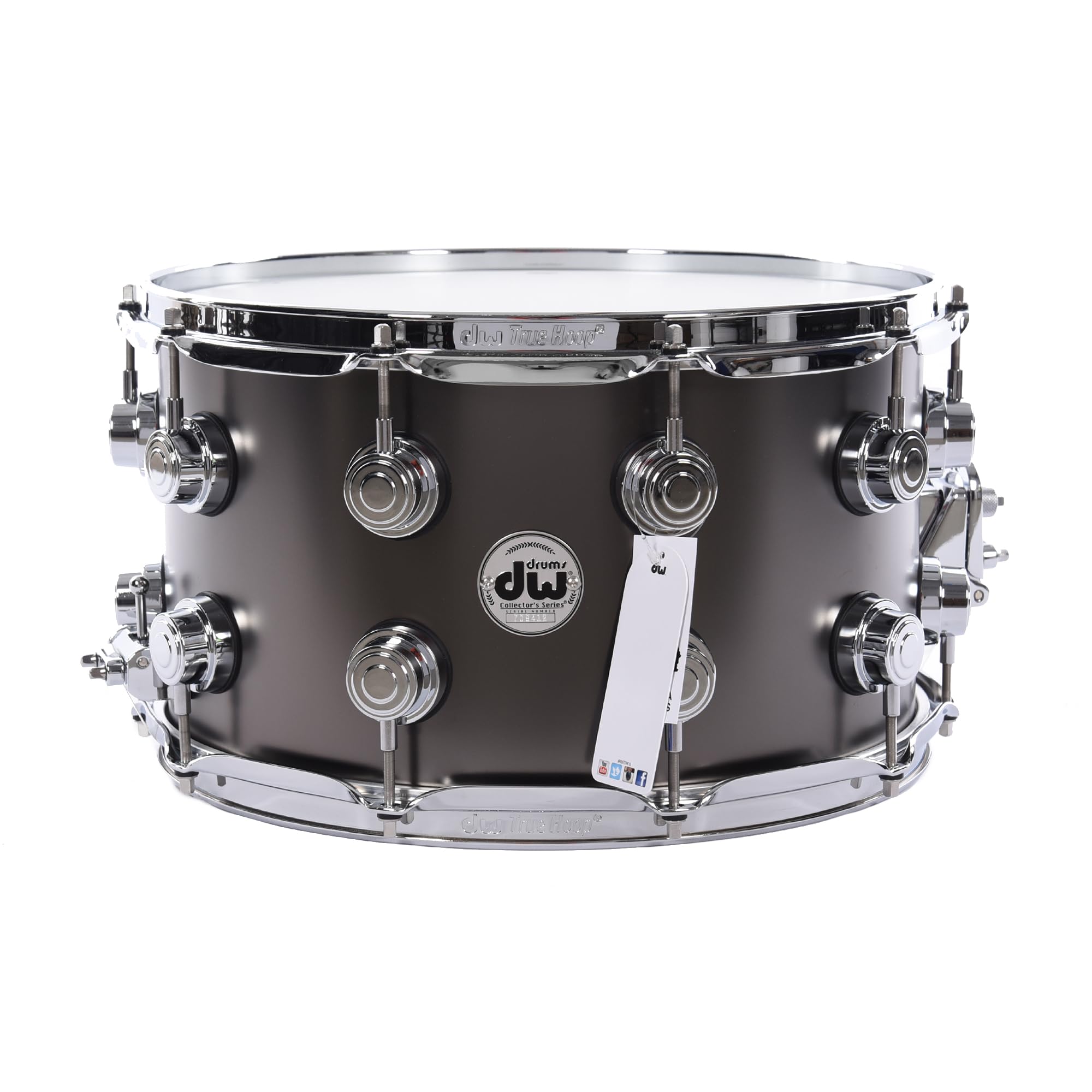 DW Collector's Series Metal Snare Drum - 8 x 14 inch - Satin Black Over Brass