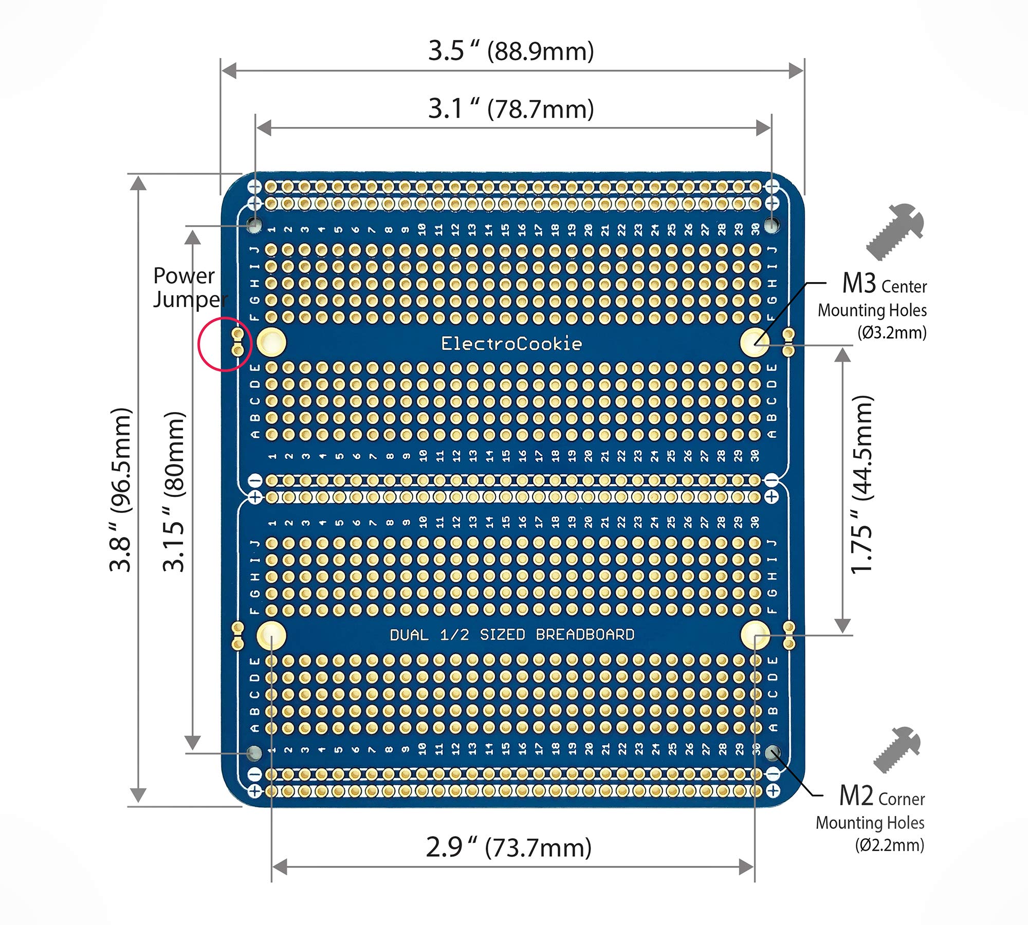 ElectroCookie Large PCB Prototype Board Kit Solderable Breadboards for Electronics Projects Compatible for DIY Arduino Soldering Projects, Gold-Plated (6 Multi-Pack, Blue)