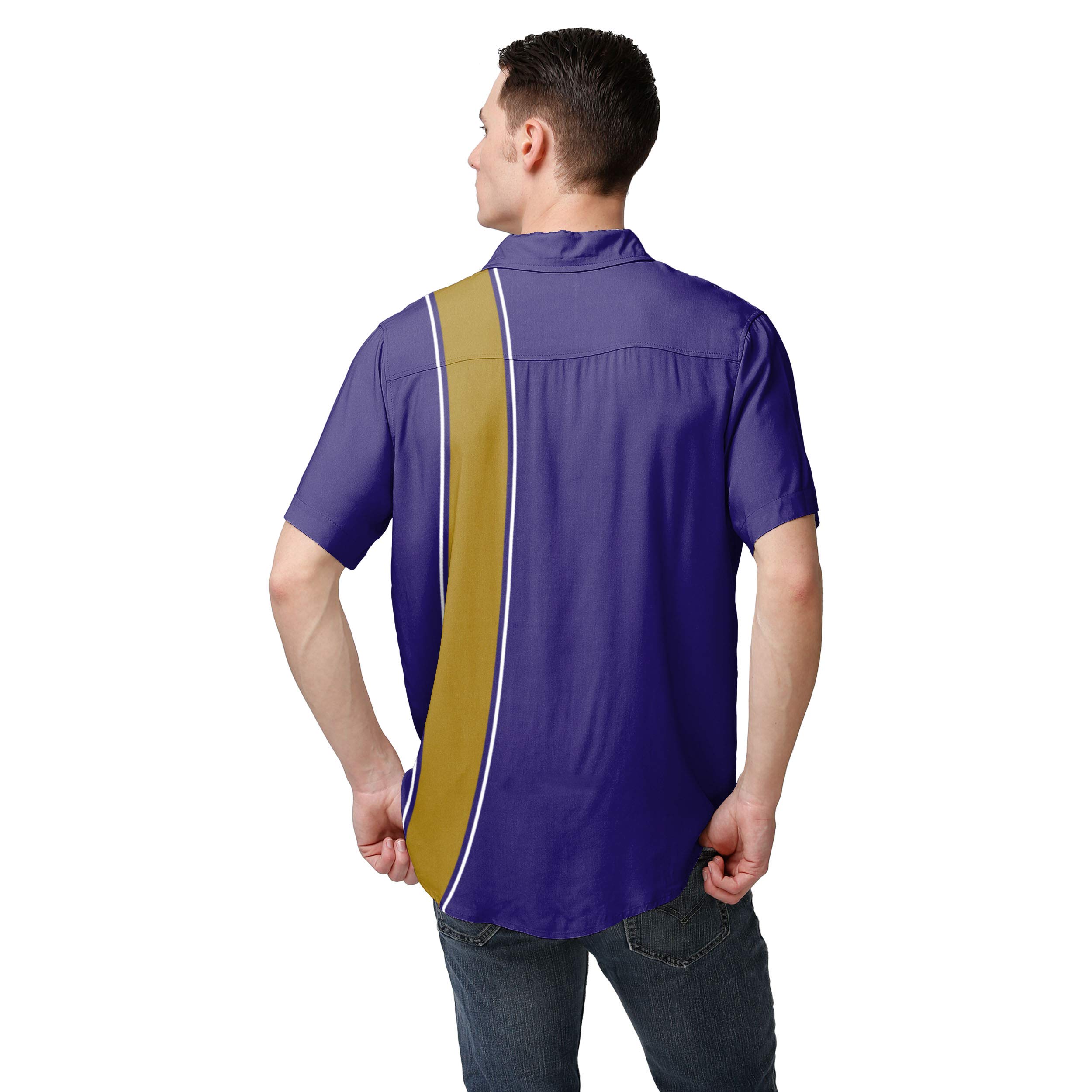 Denver Broncos NFL Mens Bowling Stripe Button Up Shirt - L