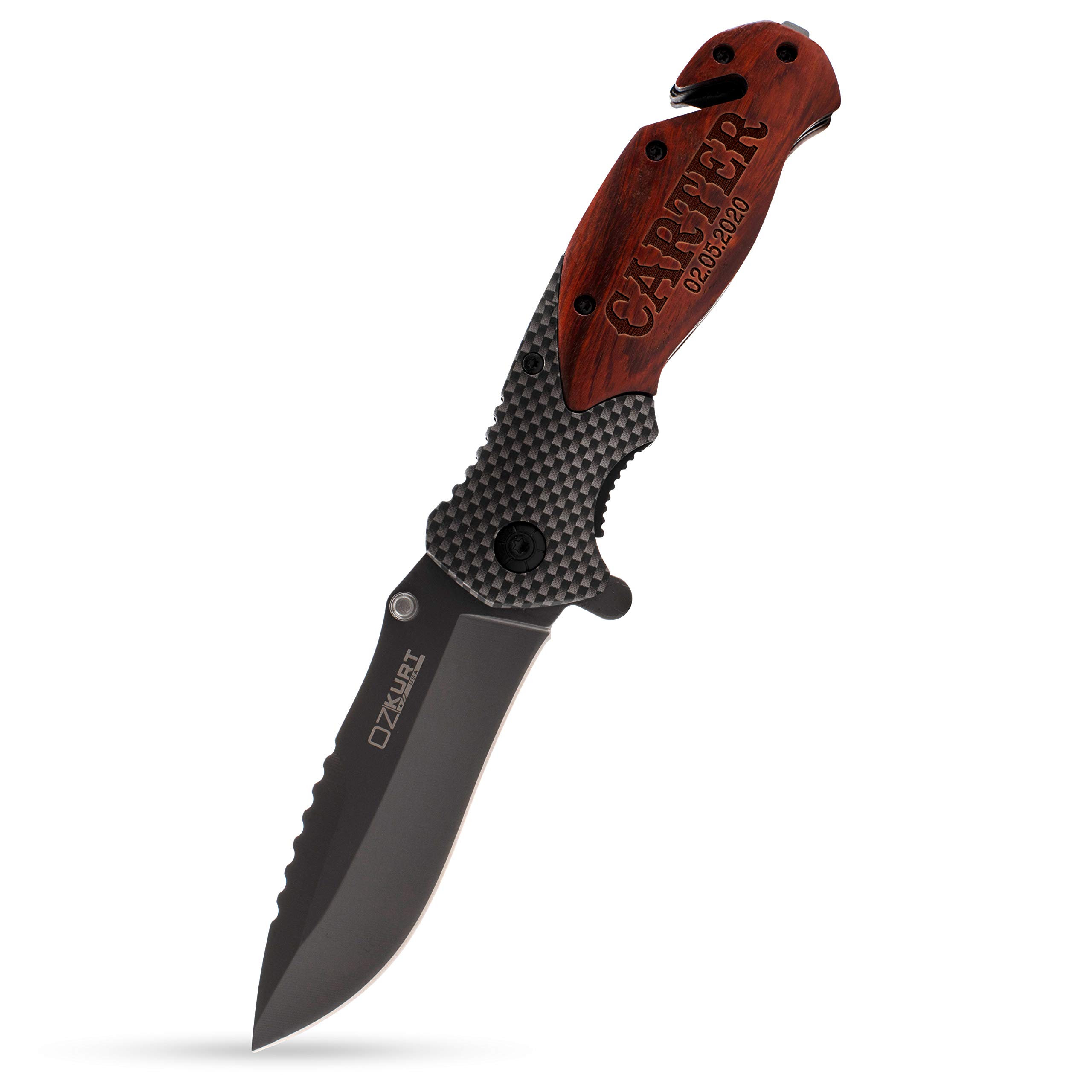 Gifts For Men, Personalized Pocket Knife w Name or Text, 20 Elegant Font, Custom Pocket Knife