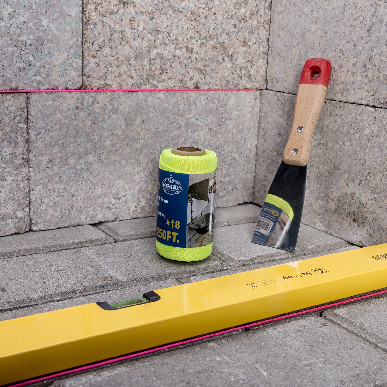 HONGDA Nylon Twine, 1000 Feet #18 Braided Nylon Mason line String Perfect for Masonry Jobs and for The Layout of General Construction, Gardening, DIY Project, Fluorescent Yellow