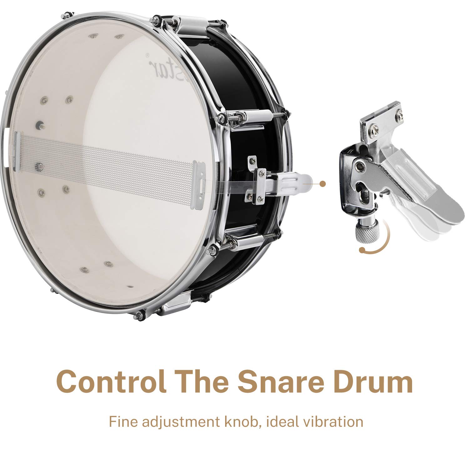 Drum Set Eastar 22 inch for Adults, 5 Piece Full Size Drum Kit Junior Beginner with Pedal Cymbals Stands Stool and Sticks, Mirror Black