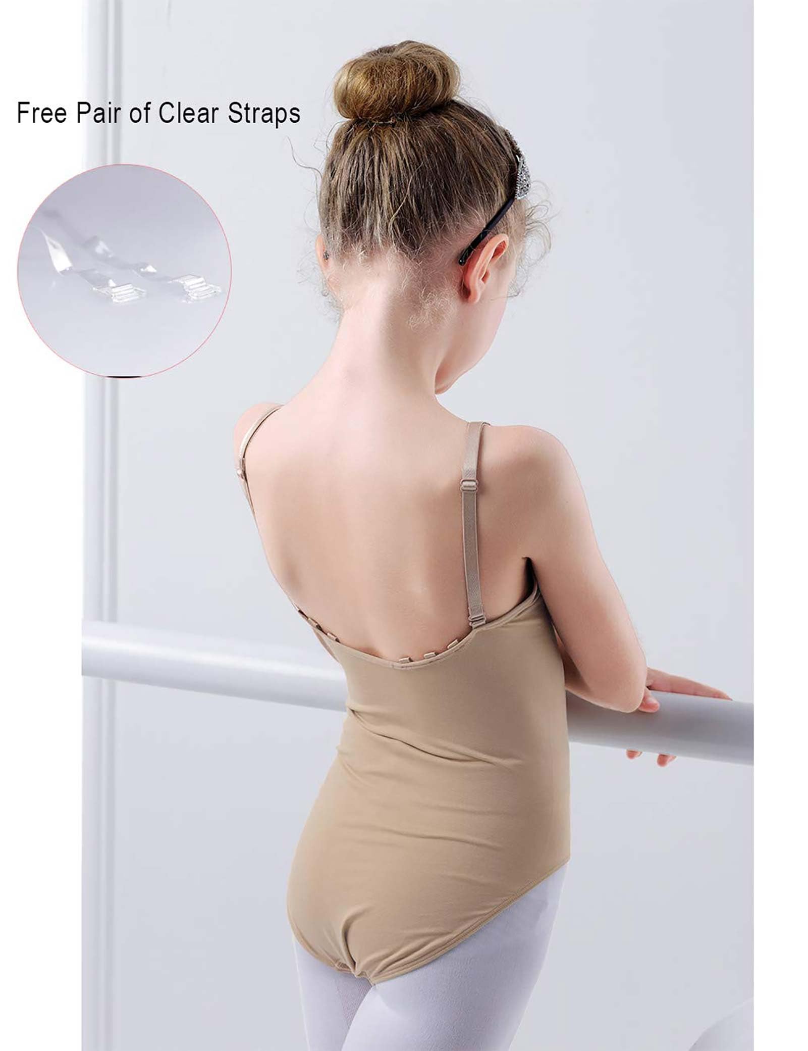 Daydance Girls Nude Leotards Seamless Dance Undergarment for Ballet, Gymnastics with Adjustable