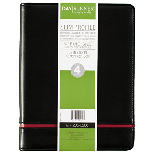Day Runner Undated Loose-Leaf Starter Set, Slim Profile, 5.5 x 8.5 Inch Page Size, Color May Vary (206-0286)