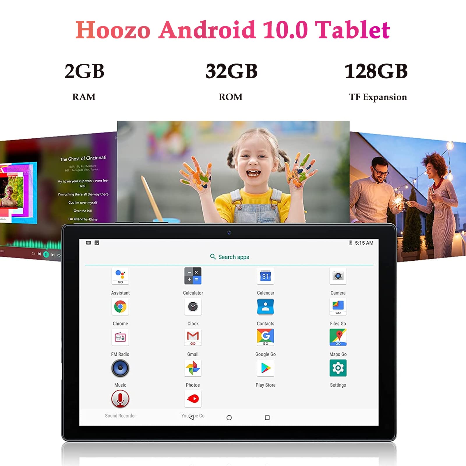 Hoozo Tablet 10 Inch, 7Inch, Android Tablet with 32GB Long Battery Life Quad Core HD Touchscreen Tablets WiFi Bluetooth - 3PCS