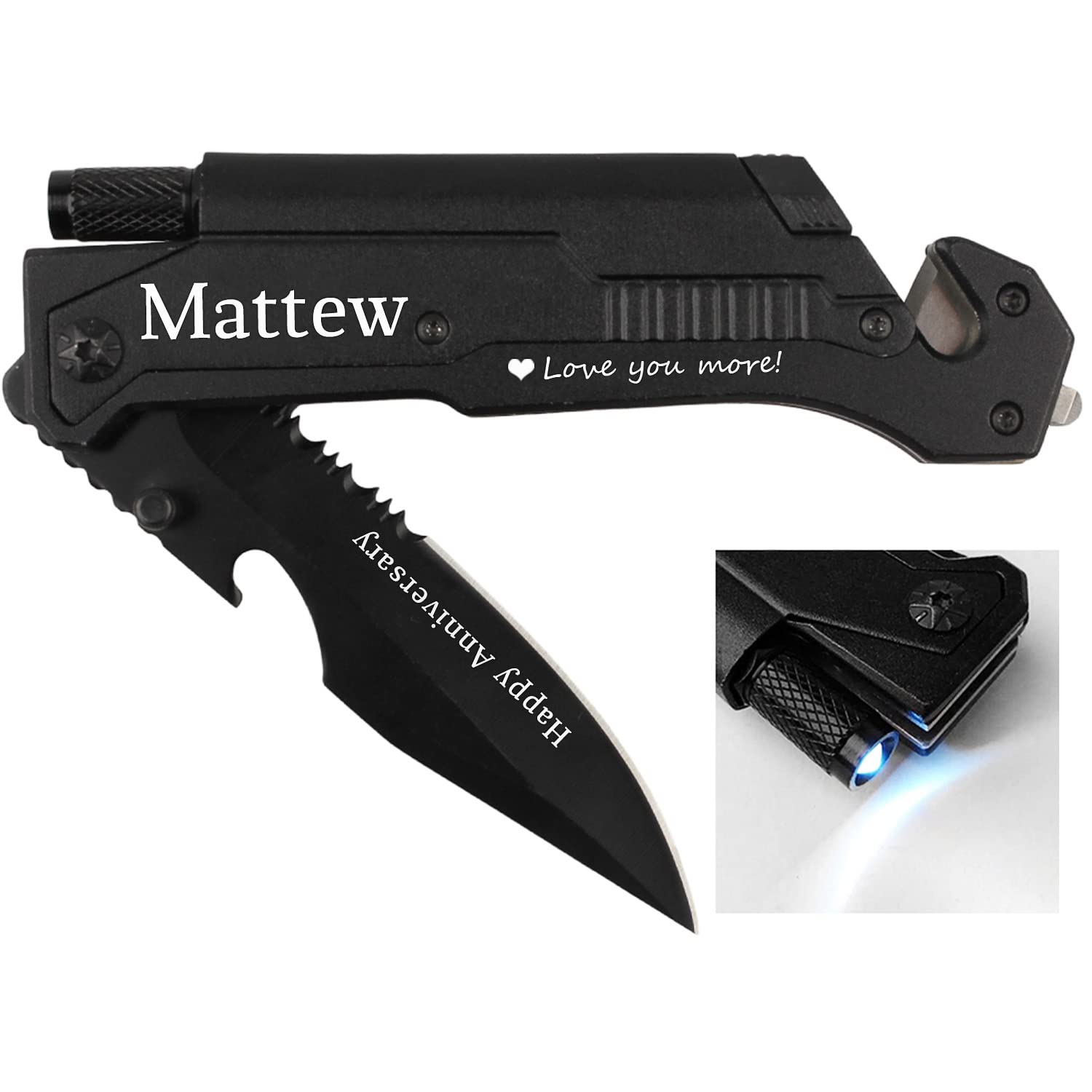 Gifts For Men, Custom Engraved Personalized Pocket Knife With 6 Functions, Gifts For Boyfriend Husband Fiancé Groom Dad Brother Friend Son Groomsmen, Anniversary Birthday Valentines Day Gift For Him