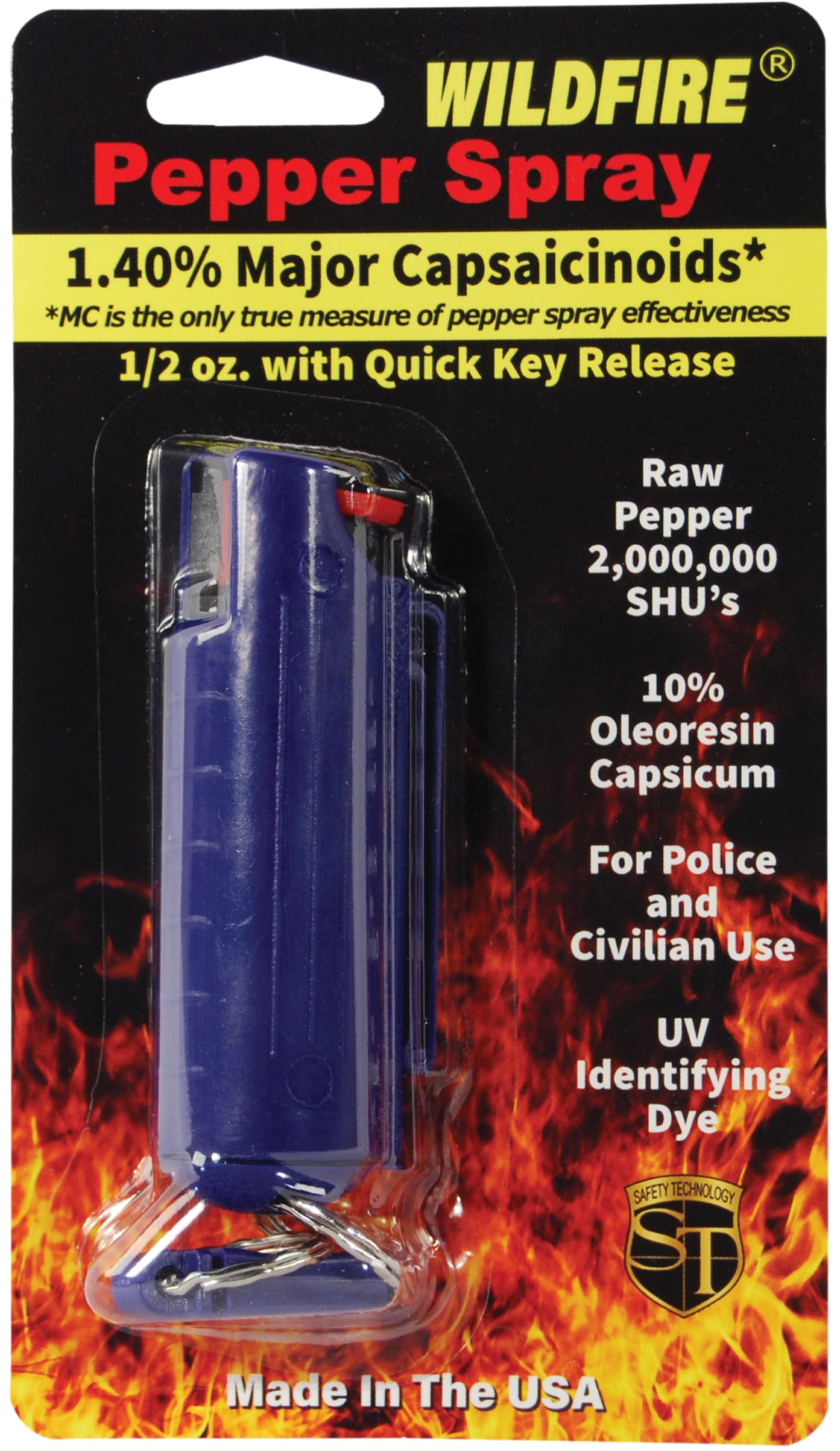 College Safety Bundle: Wildfire 18% Hard Case 1/2 Oz Pepper Spray and Keychain Alarm with Light - Lot of 2 Pieces (Blue Wildfire)