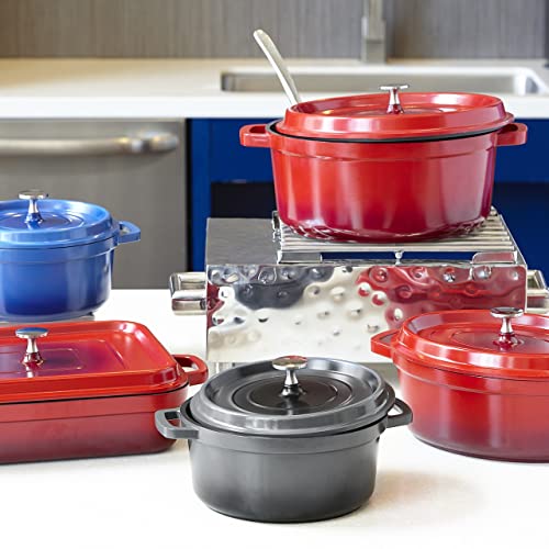 G.E.T. CA-011-CB/BK Heiss Energy-Efficient Cast Aluminum Dutch Oven, 2.5 Quart, Round, Blue
