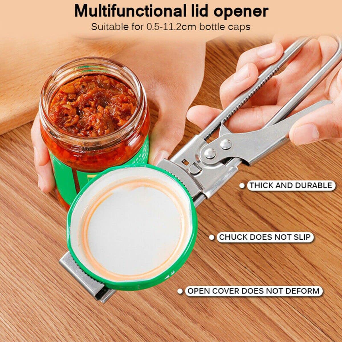 Fullofcarts Jar Opener - Adjustable Multifunctional Stainless Steel Can Opener Jar Lid Gripper - Jar Opener for Weak Hands, Senior Arthritis (1Pcs)