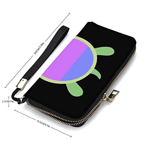 FunnyStar Bisexual Flag Turtle Women's Long RFID Hand Wallet Wristlet Clutch Purse PU Leather Handbag with Wrist Strap