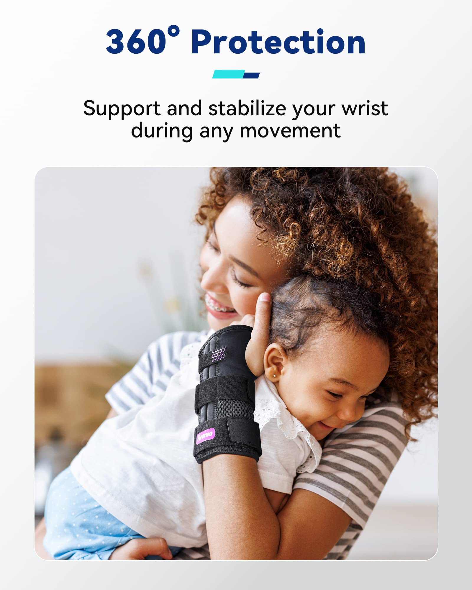 Fitomo Carpal Tunnel Wrist Brace Night Support with 3 Metal Splints for Sleeping and Soft Thumb Opening, Adjustable Wrist Support Hand Brace for Tendonitis Arthritis Sprains, 1 Unit, Right Hand