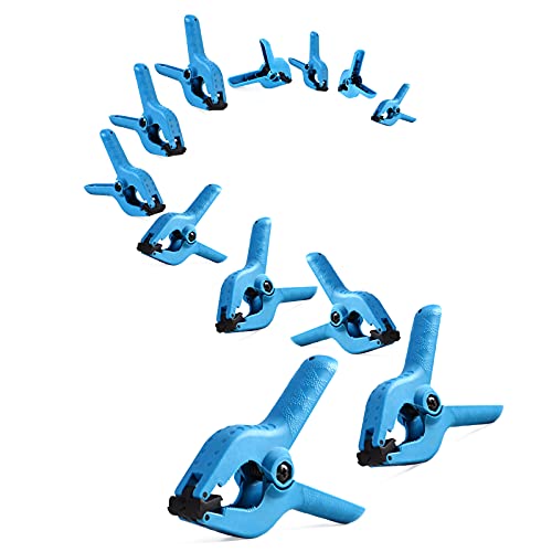 FASTORS 4.5 Inch Spring Clamps for Woodworking,12-PACK Backdrop Clips,Clamps for Pool Cover, Crafts,Photography Studio and Muslin Backdrop, Clamps Heavy Duty(BLUE)