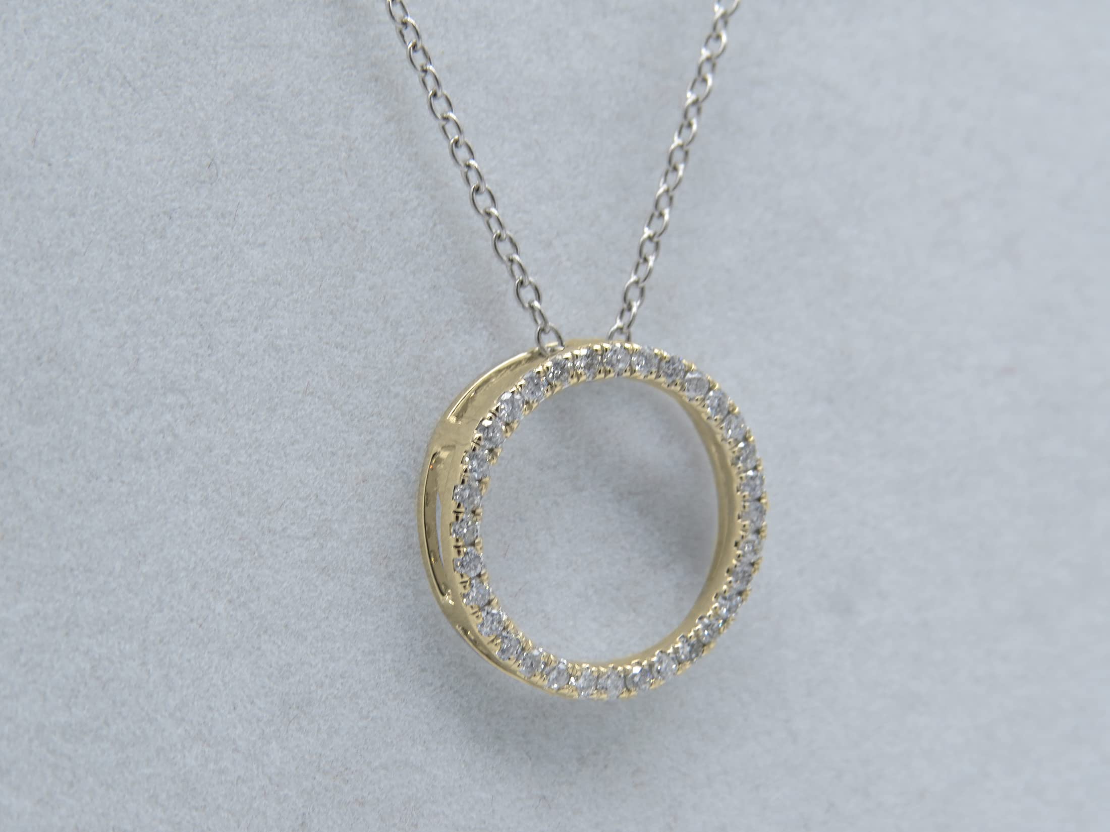 Dazzlingrock Collection Round White Diamond Circle Pendant for Women with 18 inch Silver Chain (0.33 Ctw) in 14K Yellow Gold
