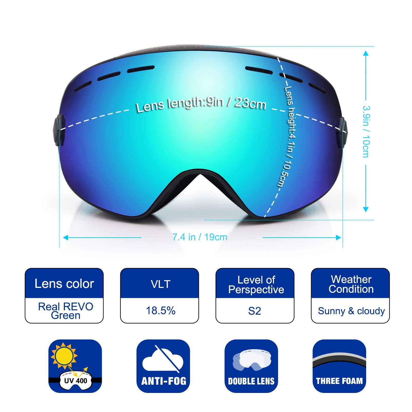 EXP VISION Snowboard Ski Goggles and Glover for Men Women and Youth
