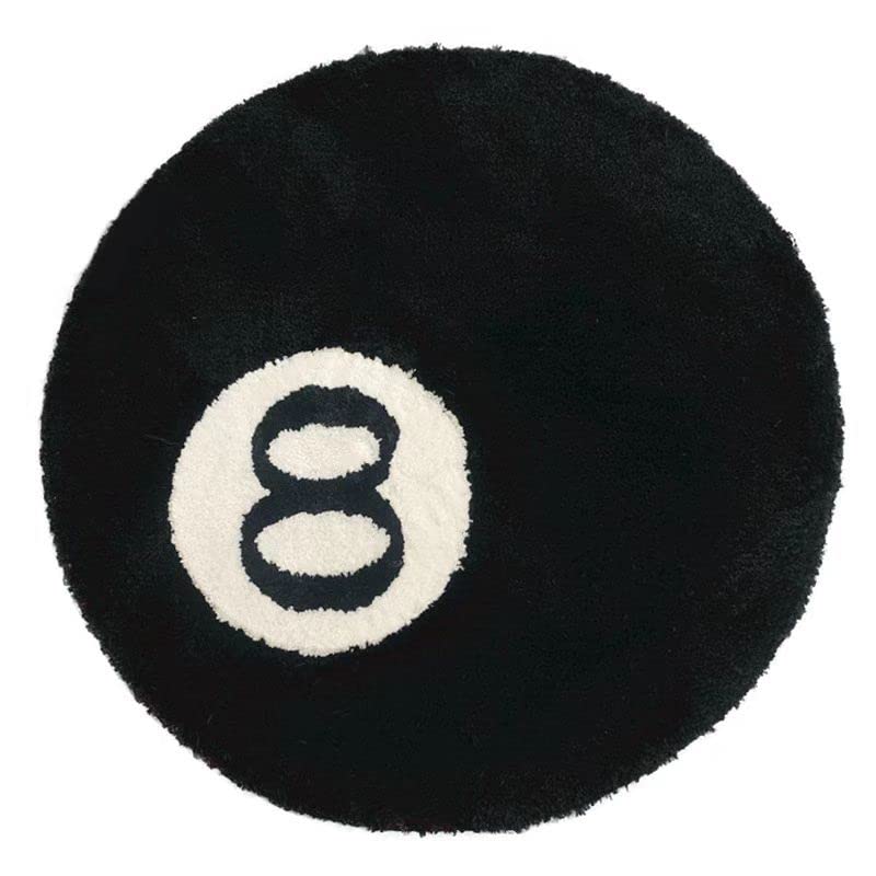 Lotus Atelier 8 Ball Hypebeast Rug Alt | Area Rugs for Bedroom & Rugs for Living Room Decor | Aesthetic Preppy Room Decor | Soft & Fluffy Black Rug Bedroom Decor (24 in.)