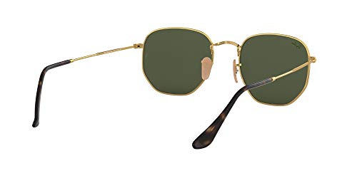 Ray-Ban RB3548N Hexagonal Flat Lens Sunglasses, Gold/G-15 Green, 54 mm