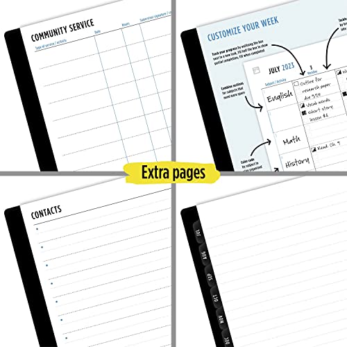 Five Star 2023-2024 Academic Planner + Study App, Weekly & Monthly Advance Student Planner with Spiral Guard, 5-1/2" x 8-1/2", Small, Black (TAW4590524)