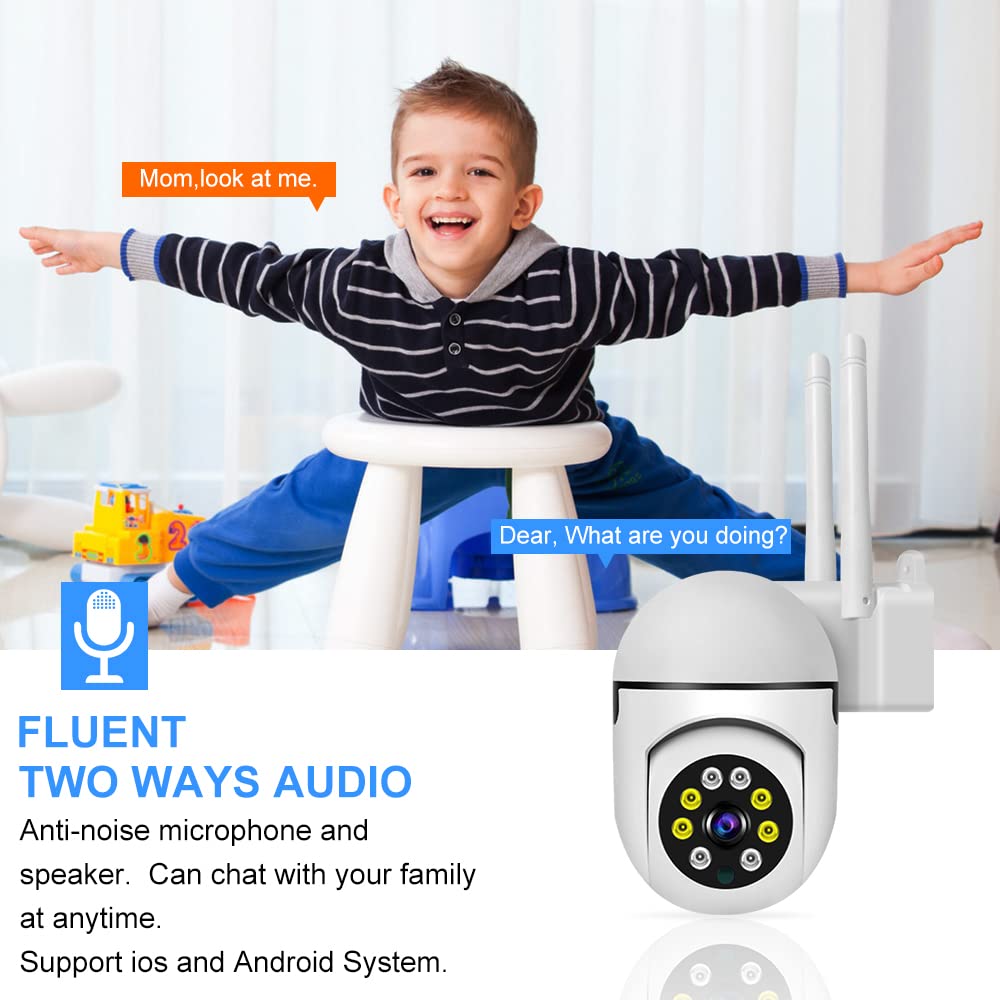 Home Security Camera WiFi 2.4G / 5G Motion Activated Color Night Vision PTZ Wide Angle Surveillance Multi-User P2P Remote Access CCTV Card or Cloud Storage Wired Indoor