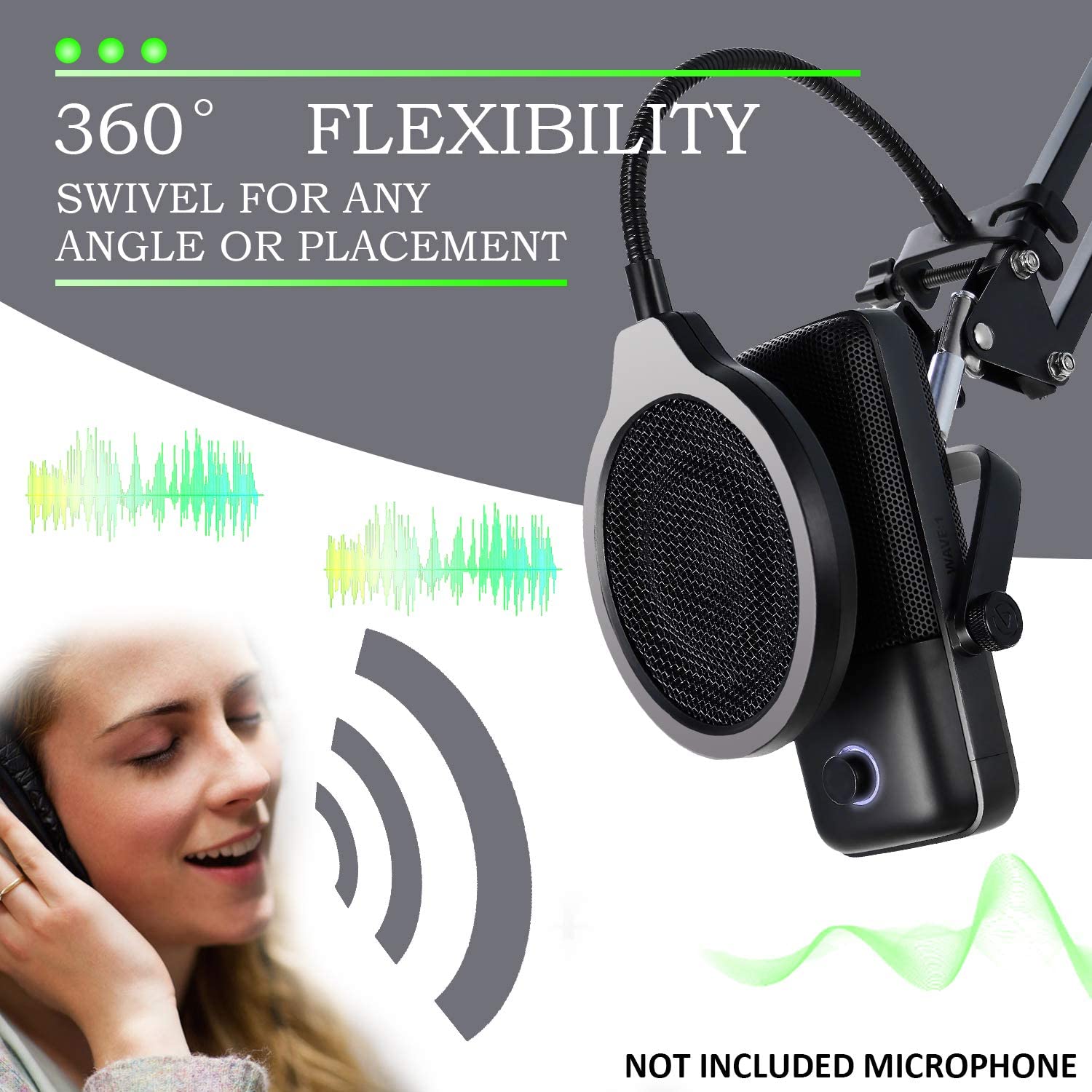 Elgato Wave 1 Mic Stand with Pop Filter - 4 Inch 3 Layers Windscreen Pop Screen Scissor Microphone Boom Arm Professional Combo by YOUSHARES