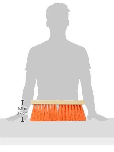 Janico 4016 Bristles Street Broom Head, 16 Inch, Orange Poly Bristles, Brown