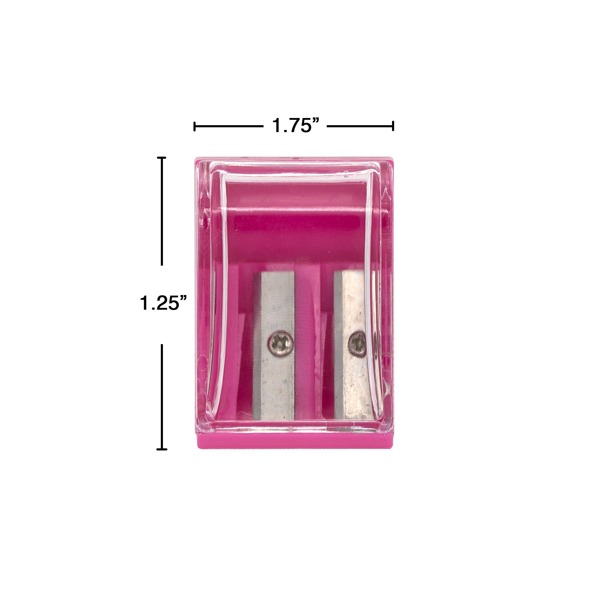 Emraw Dual Blade Square Sharpener with Receptacle to Catch Shavings for Regular/Oversize Pencils & Crayons Designed in Blue, Green, Pink & Black Plastic β Great for School, Home & Office (8 pack)