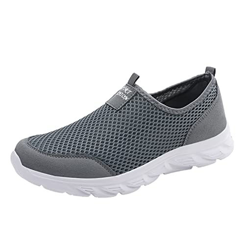 FASDNENDYS Men Shoes Summer Lightweight Breathable Casual Shoes Single Mesh Casual Running Shoes Sneaker Men 12 Grey