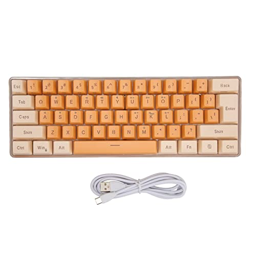 Jakoo Mechanical Keyboard, Ultra Small Gaming Keyboard, Keyboard Up and Down, 61 Wired Home Keys Beige Orange