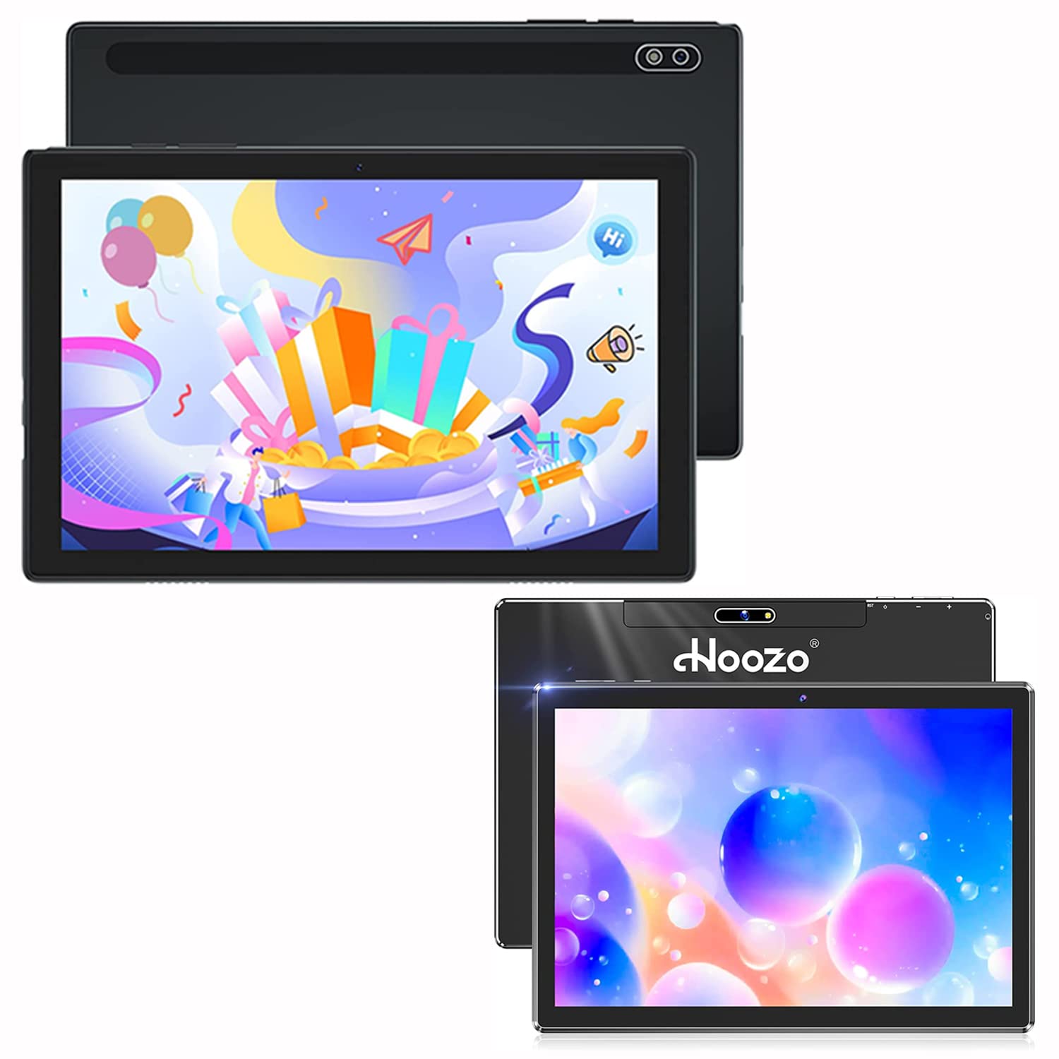 Hoozo Tablet 10 Inch, Android 10 Tablets with 6000mAh Long Battery Life, Quad Core HD Touch Screen, 32GB, WiFi BT Google Play Tabletas PC - 2PACK