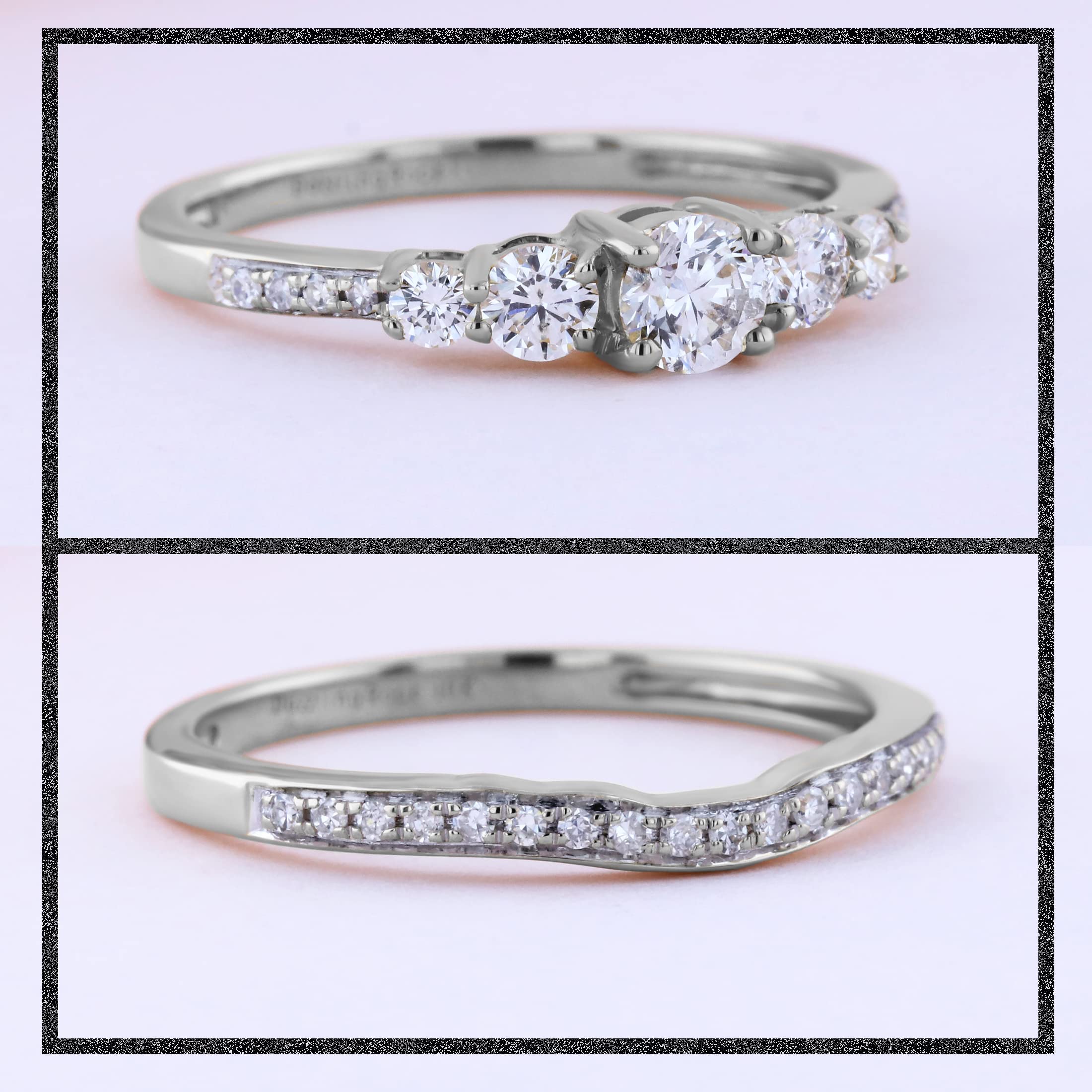 Dazzlingrock Collection Round White Diamond Five Stone Engagement Ring Set for Women (0.45 ctw) in 14K White Gold Size 7