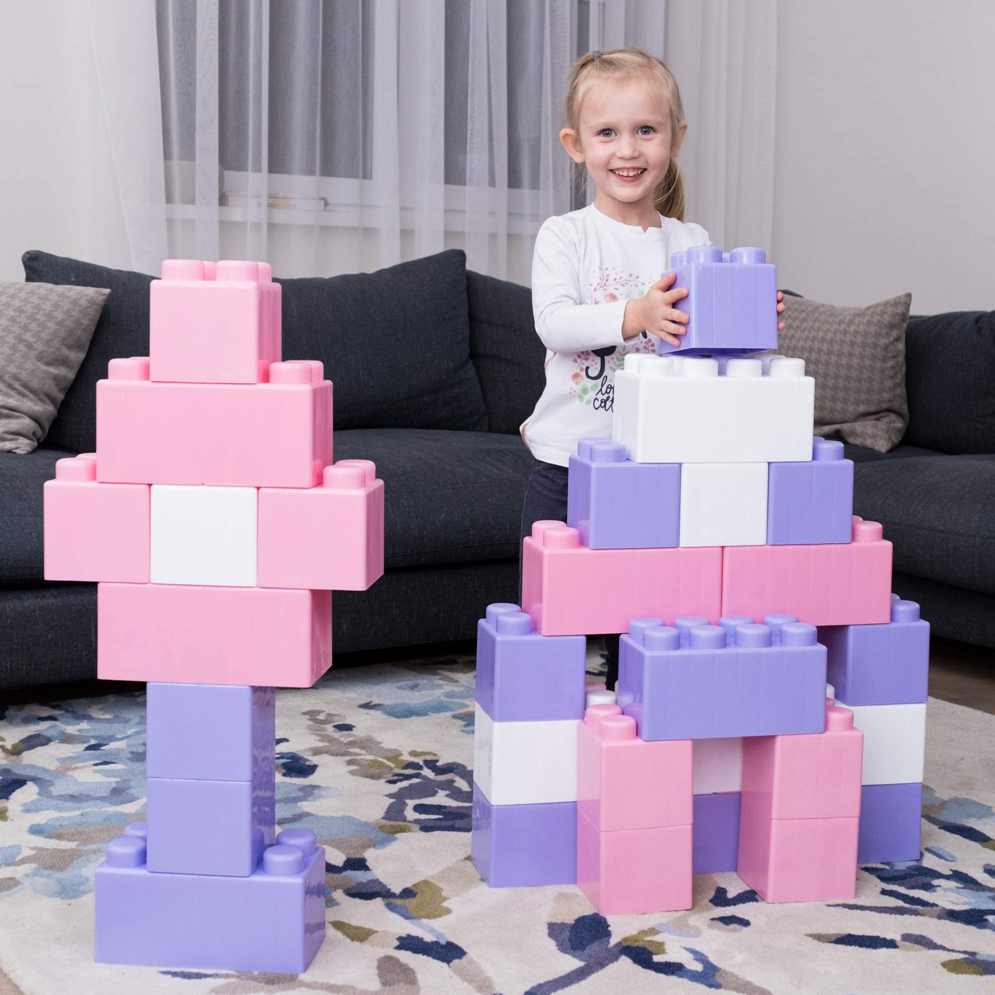 CO-T Jumbo Blocks for Toddlers Set of 134 Plastic Large Building Blocks for Kids Ages 4-8, Giant Stacking Bricks for Children by Polesie