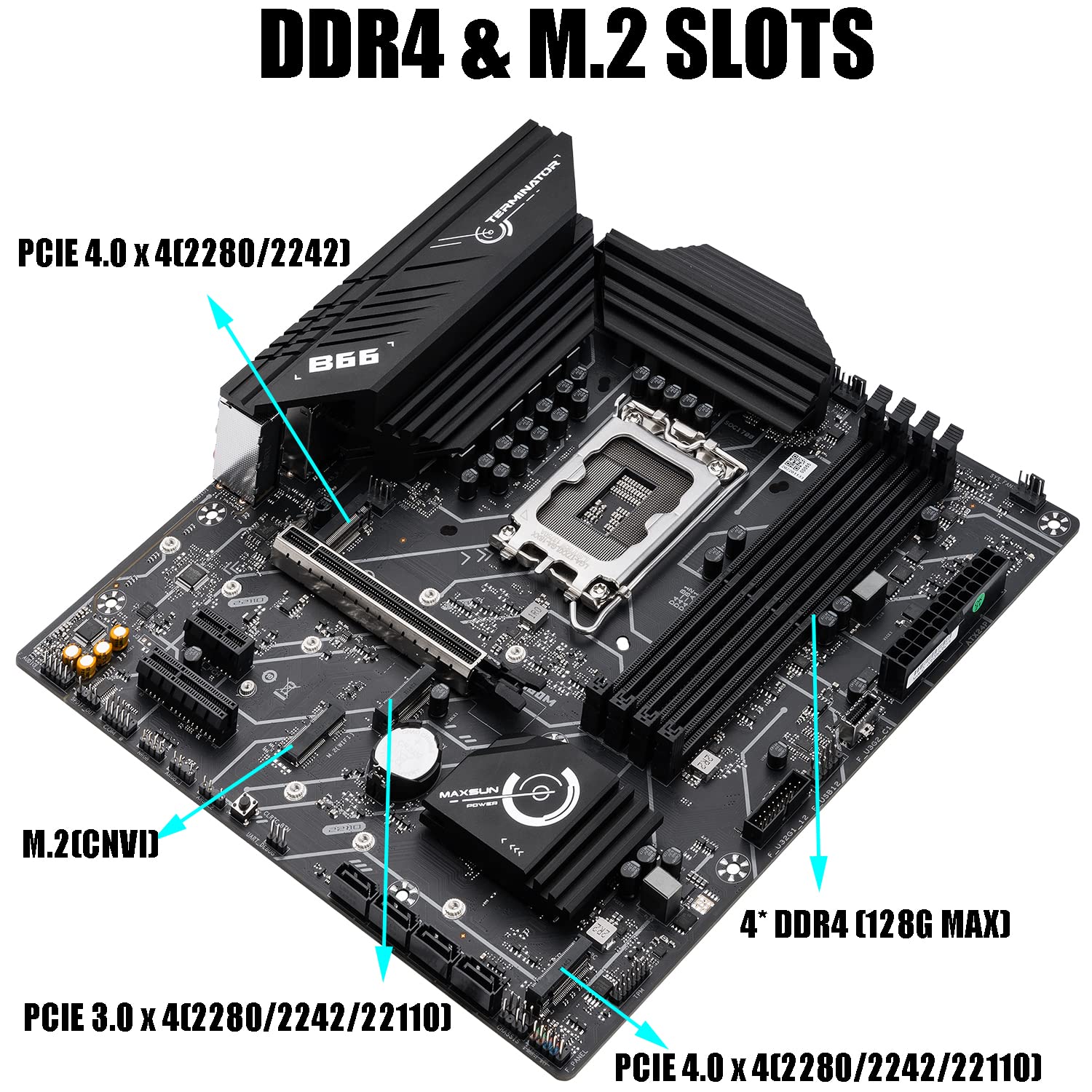 MAXSUN Terminator B660 LGA 1700(Intel 12th Gen) mATX Motherboard (PCIe 4.0, DDR4,3xM.2 Slots, 2.5Gb LAN, DP, 2 x HDMI, VGA, Rear USB 3.2 Gen 1, Front USB 3.2 Gen 2 Type-C)