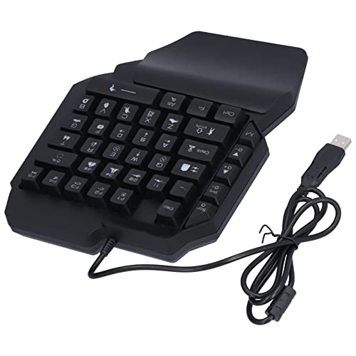 Janzoom Gaming Keyboard, RGB Rainbow Backlit One Handed Keyboard Non‑Conflict Keys Ergonomic Design Wide Compatibility for Computer