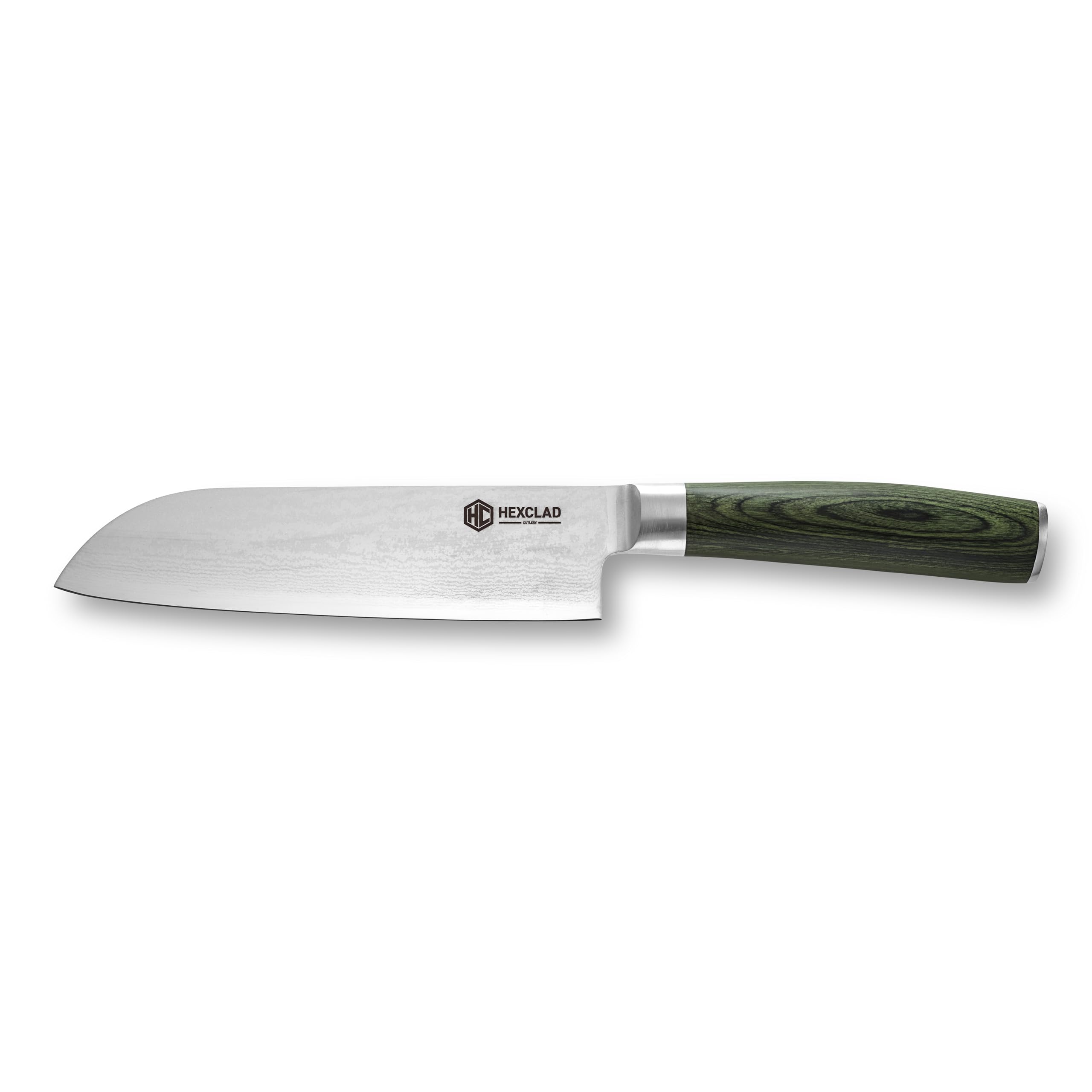 HexClad Santoku Knife, 7-Inch Japanese Damascus Stainless Steel Blade, Pakkawood Handle