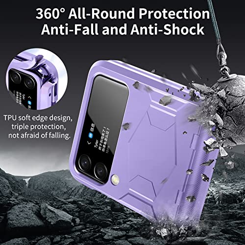 LEIAU Galaxy z flip 3 case with Hinge Protection,Samsung Galaxy flip 3 case Ultra Thin Shockproof Anti-Drop, Heavy Duty,Semi-Auto and Built-in Microfiber Hinge for Samsung z flip 3 5G (2021)