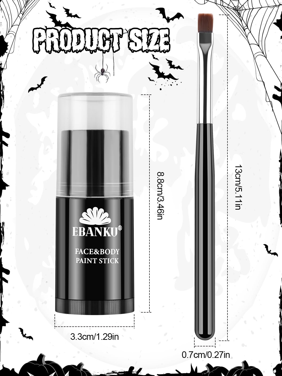 EBANKU 2Pcs White Black Face Body Paint Stick, , Eye Black Sticks for Sports White Cream-Blendable Stick Waterproof Sweatproof for Christmas Cosplay
