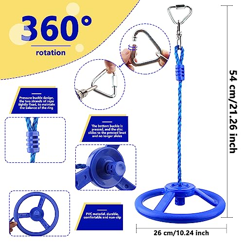 Rcanedny 4 Pack Ninja Wheel Swing Spinning Steering Wheel Swings Playset Accessories for Kids Adult Outdoor Playground Swingset Backyard Gym Obstacle Course