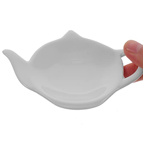 Soy Sauce Dish Jewelry Holder 4Pcs Tea Bag Holder Ceramic Teabag Coaster Teapot Shaped Seasoning Dish for Sauce Dessert (White) Tea Bag Organizer Tea Plates