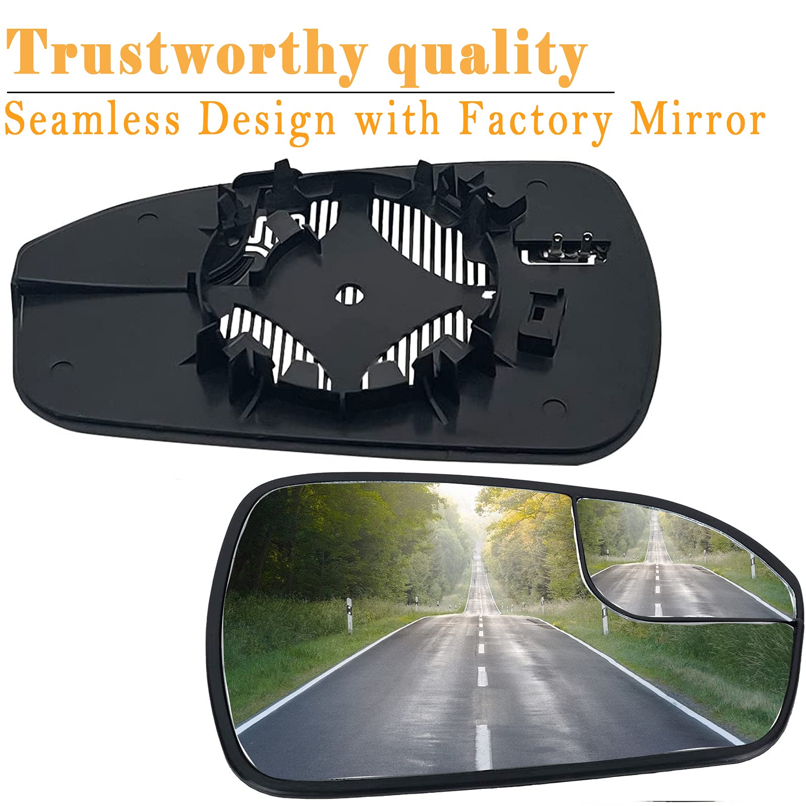 DS7Z17K707B Fusion Passenger Side Mirror Compatible with 2013-2020 Ford Fusion Right Power Heated Convex Mirror Glass