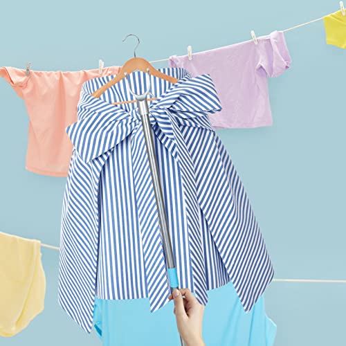 NOLITOY Telescoping Clothesline Prop Clothing Pole Retractable Closet Pole Stick Outdoor Utility Pole Hook Clothes Drying Pole for Garment Coat Hanger Sky-Blue 131cm