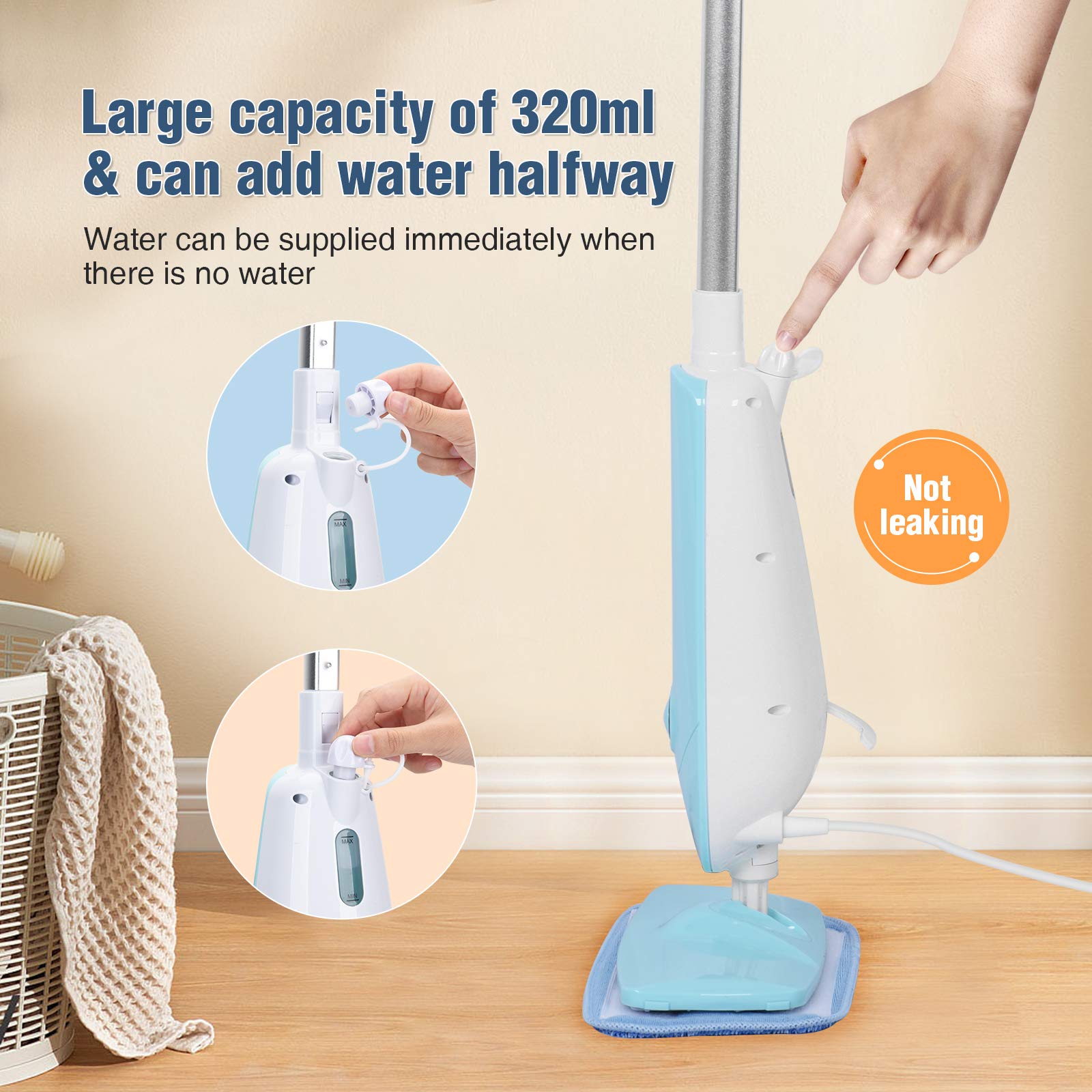 elezon Steam Mop 25s Fast Heating Floor Steamer for Hardwood and Tile, Lightweight Steam Floor Cleaner, M100