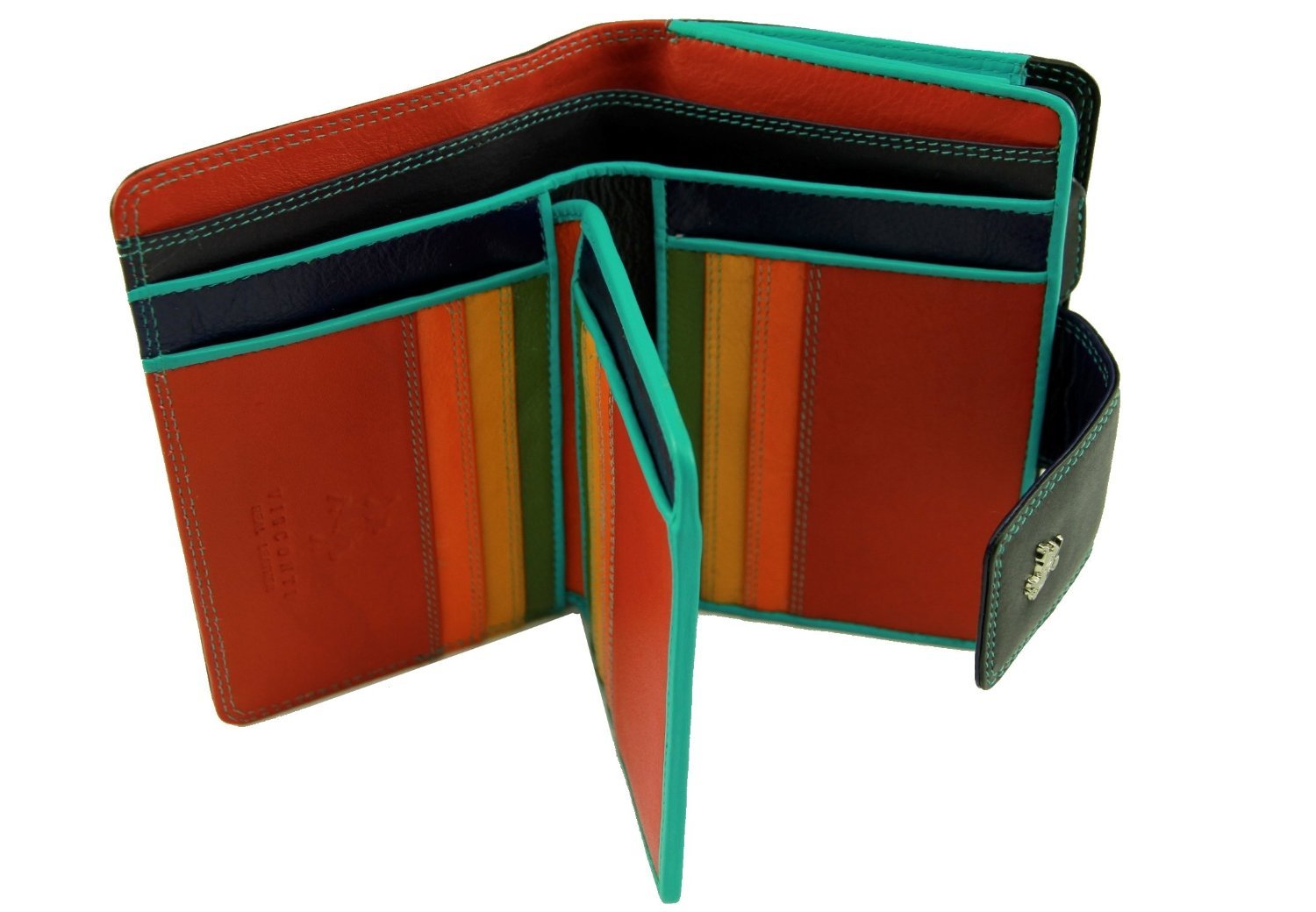 VISCONTI SP30 YLANG Spectrum Collection Multi Colored Soft Leather Bifold Wallet (Red)