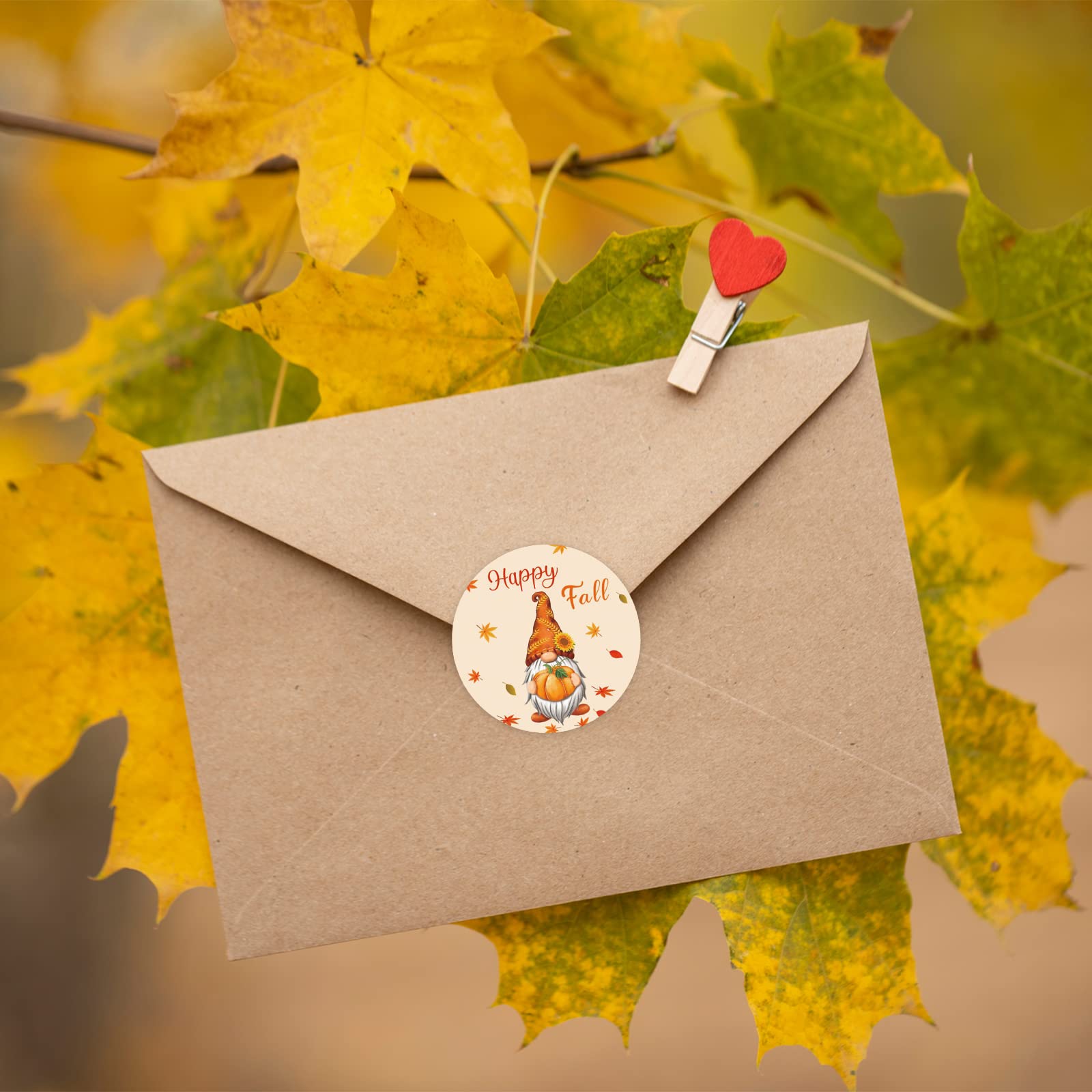 Heyfibro 500 PCS Happy Fall Y'all Stickers, 1.5 Inch Thanksgiving Stickers Label for Packing, Party, Bags, Boxes(Gnomes)