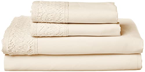 Modern Threads Soft Microfiber Crochet Lace Sheets - Luxurious Microfiber Bed Sheets - Includes Flat Sheet, Fitted Sheet with Deep Pockets, & Pillowcases Linen California King