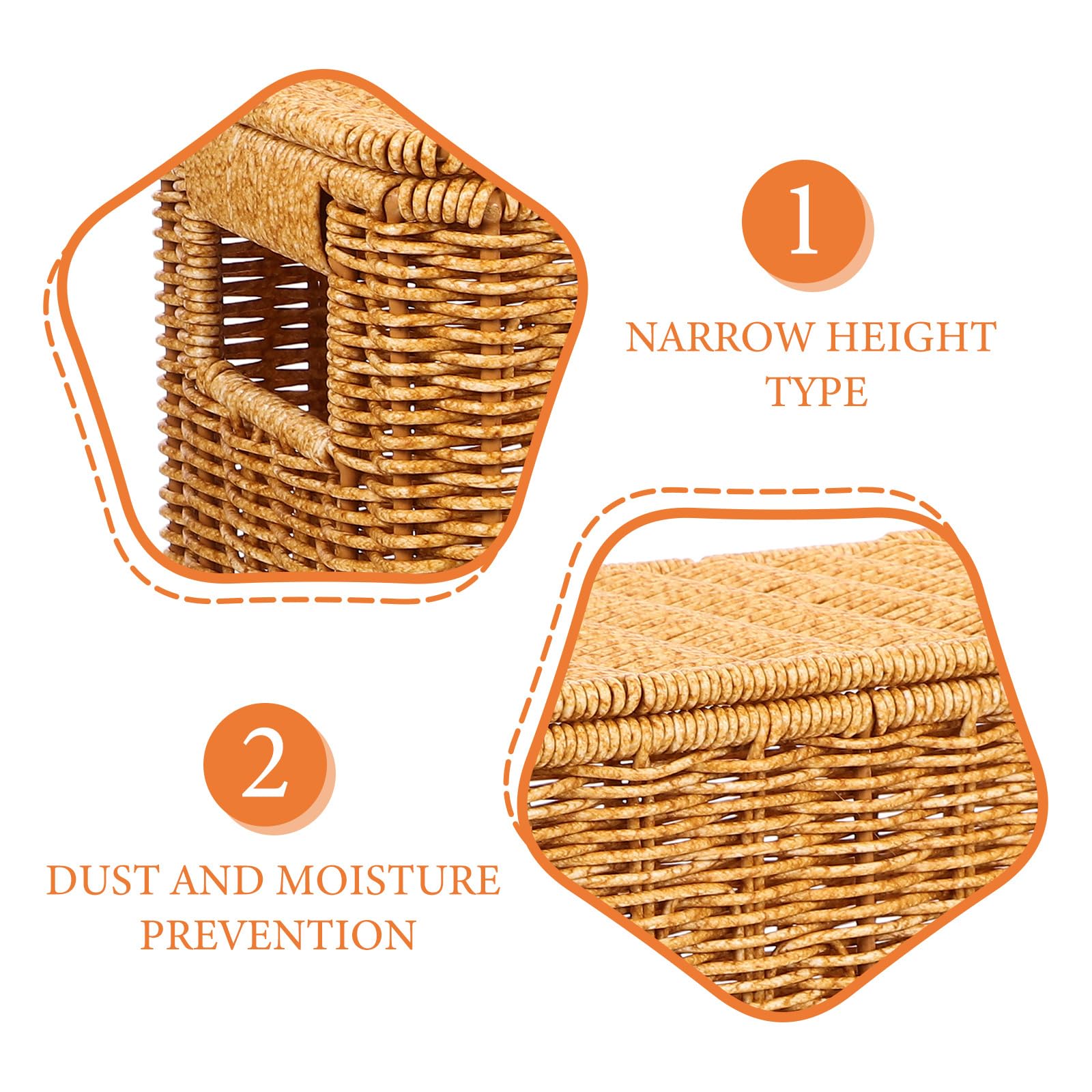 jojofuny Wicker Storage Baskets with Lids, Rattan Magazine Holder, Weave Sundries Basket, Woven Storage Container, for Storage, Living Room, Toy Organizing
