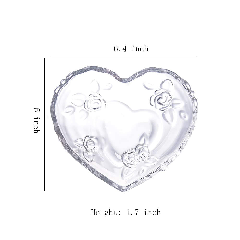 Gaolinci Heart-Shaped Embossed Glass Bowl, Fruit Salad Bowl, Dessert Bowl (Set of 2)