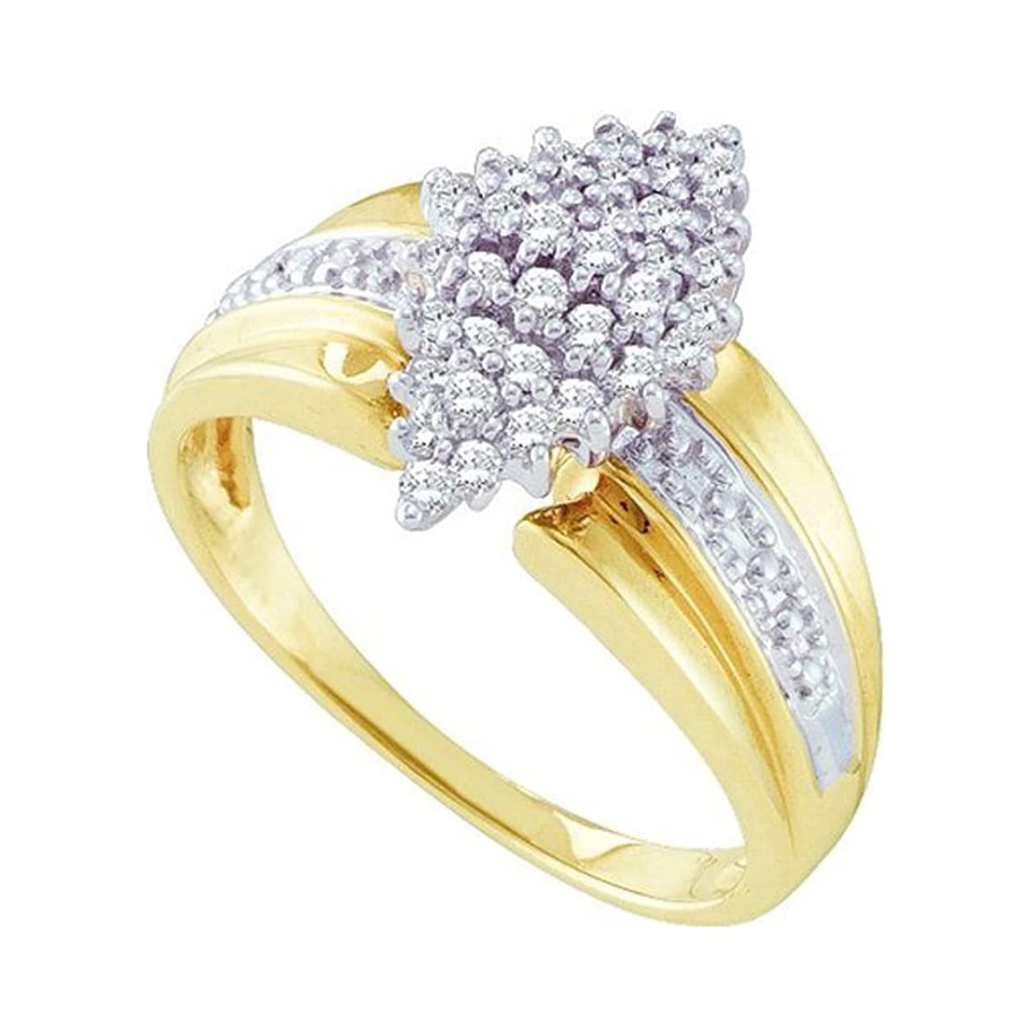Dazzlingrock Collection 0.25 Carat (ctw) Round Cut White Diamond Bridal Cluster Engagement Ring 1/4 CT in 10K Yellow Gold Size 7