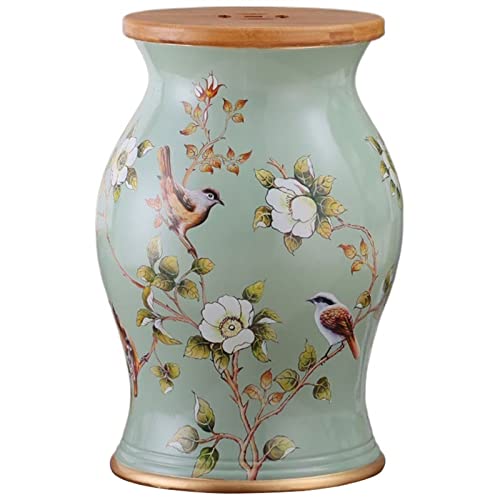 Decorative Ceramic Garden Stool, Glazed Flower and Bird Side Changing Stool, Suitable for Living Room, Balcony, Garden, Etc. (Color : A)