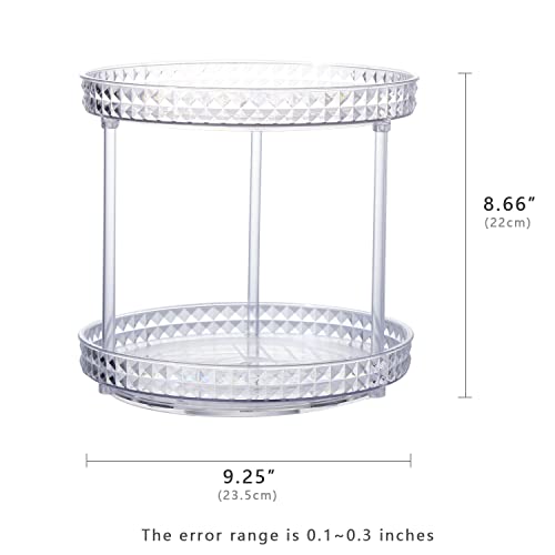 ROWNYEON Rotating Makeup Organizer 2 Tier skincare organizers Bathroom Organizer Perfume Organizer Spinning Cosmetics Organizer for Vanity,Cabinets, Pantry, Fridge, Countertops,Kitchen